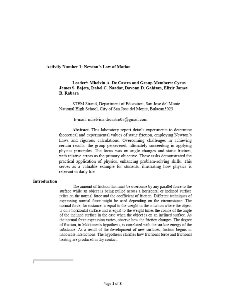Physics-Lab-Report (2) (2) | PDF | Friction | Force