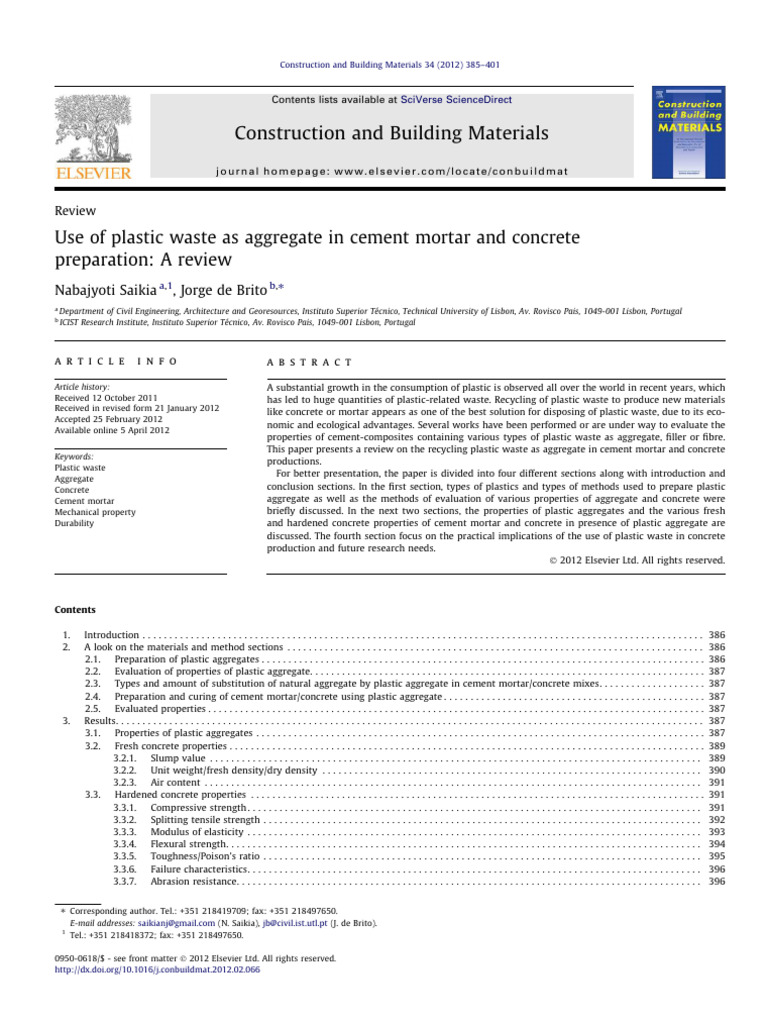 Use of Plastic Waste As Aggregate in Cem | PDF