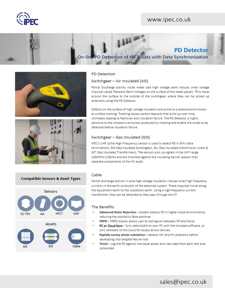 IPEC Product Specsheet PD Detector | PDF | Insulator (Electricity) | Electricity