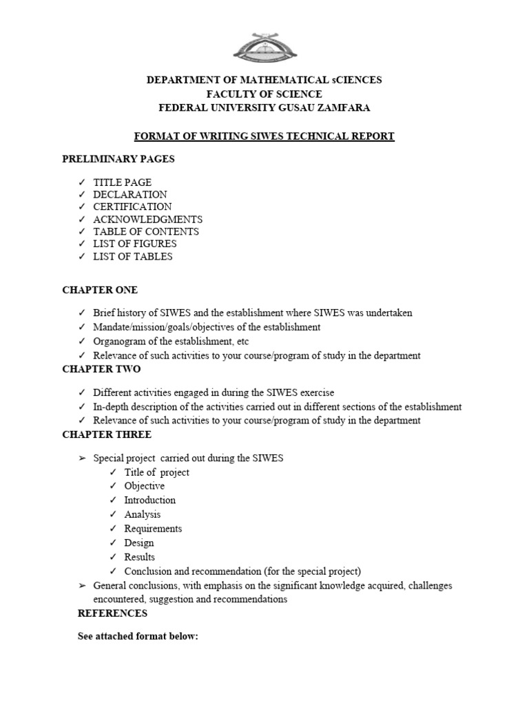 SIWES Technical Report Writing Guide | PDF | Bachelor Of Science | Academic Degree