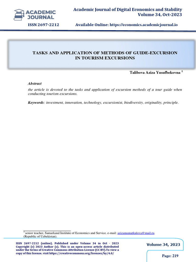 Tasks and Application of Methods of Guide-Excursion in Tourism Excursions | PDF | Creative ...