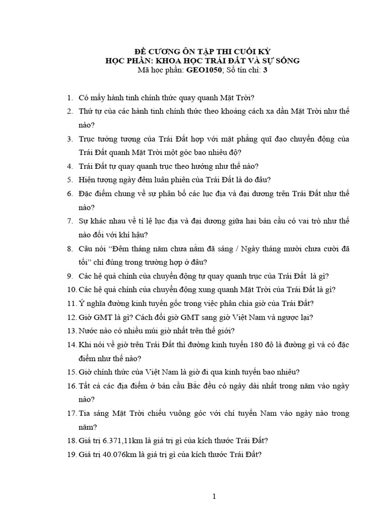 De Cuong On Tap - KHTDSS - 2022 | PDF