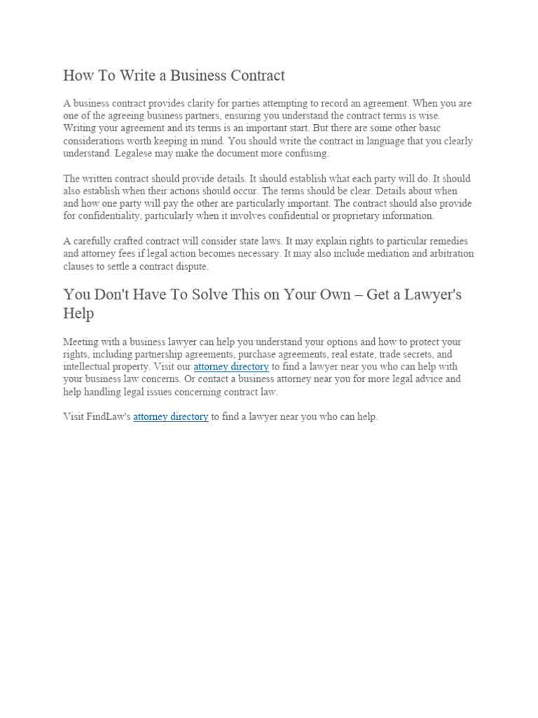 How To Write A Business Contract EDSDDS | PDF