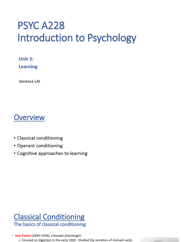 Unit 3 Learning | PDF | Classical Conditioning | Reinforcement