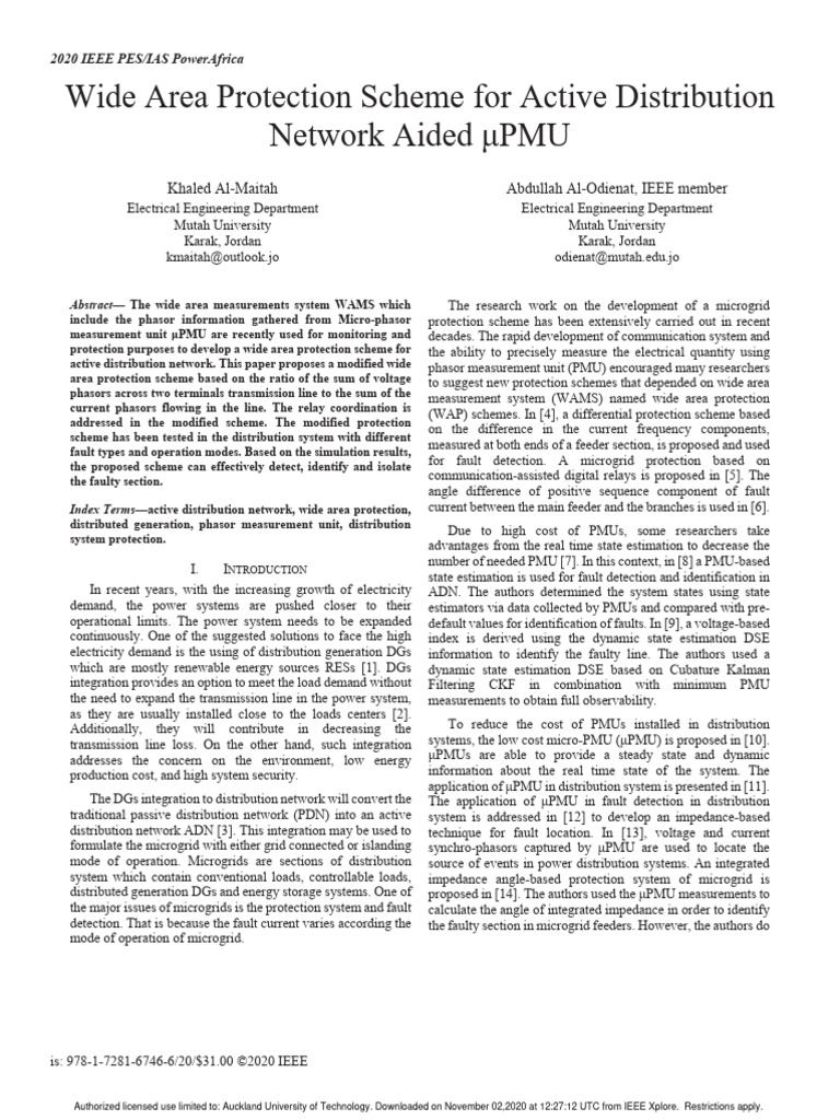 Wide Area Protection Scheme | PDF