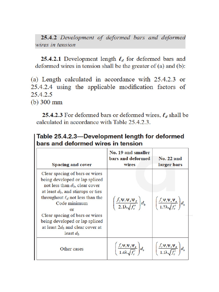 Development Length ACI 318-19 | PDF