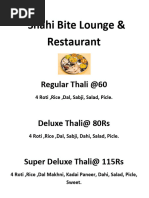 Tdh Menu @1250+Taxes | PDF