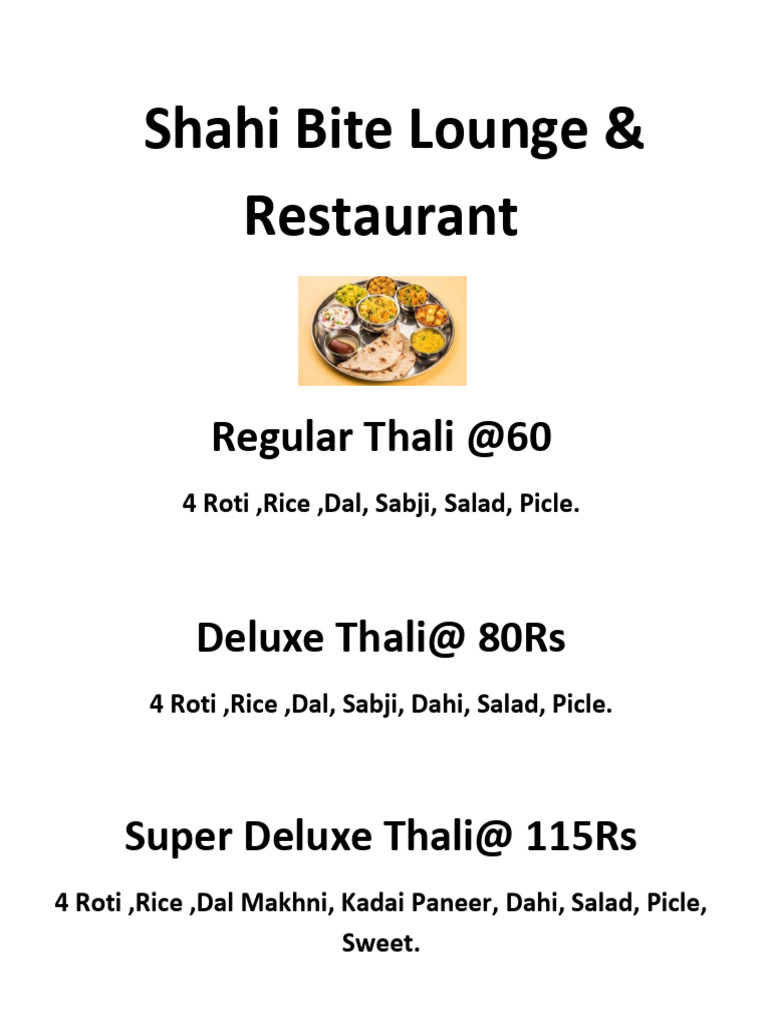 Shahi Bite Lounge Menu | PDF | Lunch | Desserts
