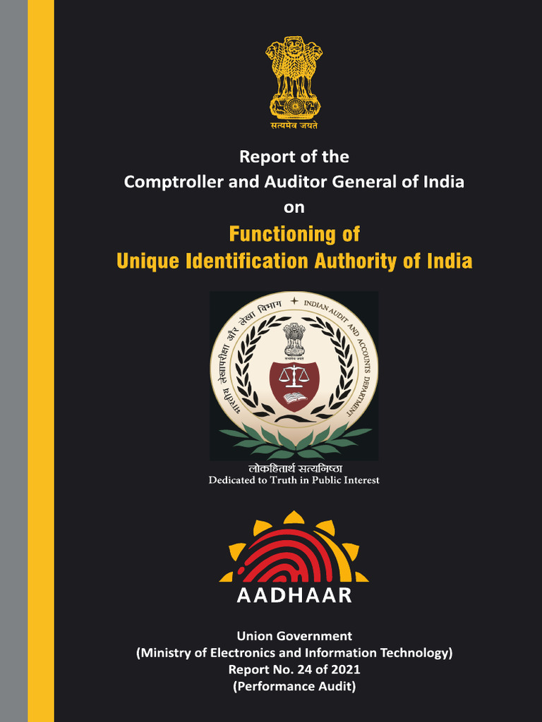 CAG Audit Report No.24 of 2021 - Functioning of UIDAI | PDF | Identity ...