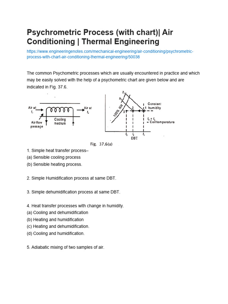 Psychrometric Process (With Chart) - Air Conditioning - Thermal ...