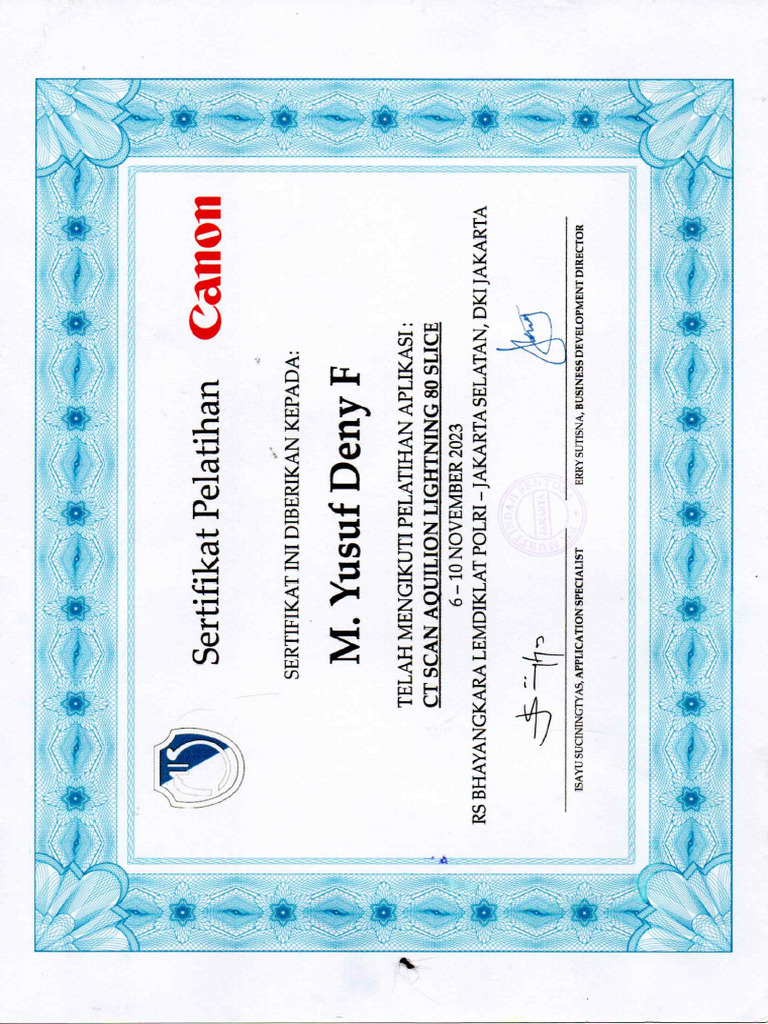 CT Scan Certif20240109 - 15164486 | PDF