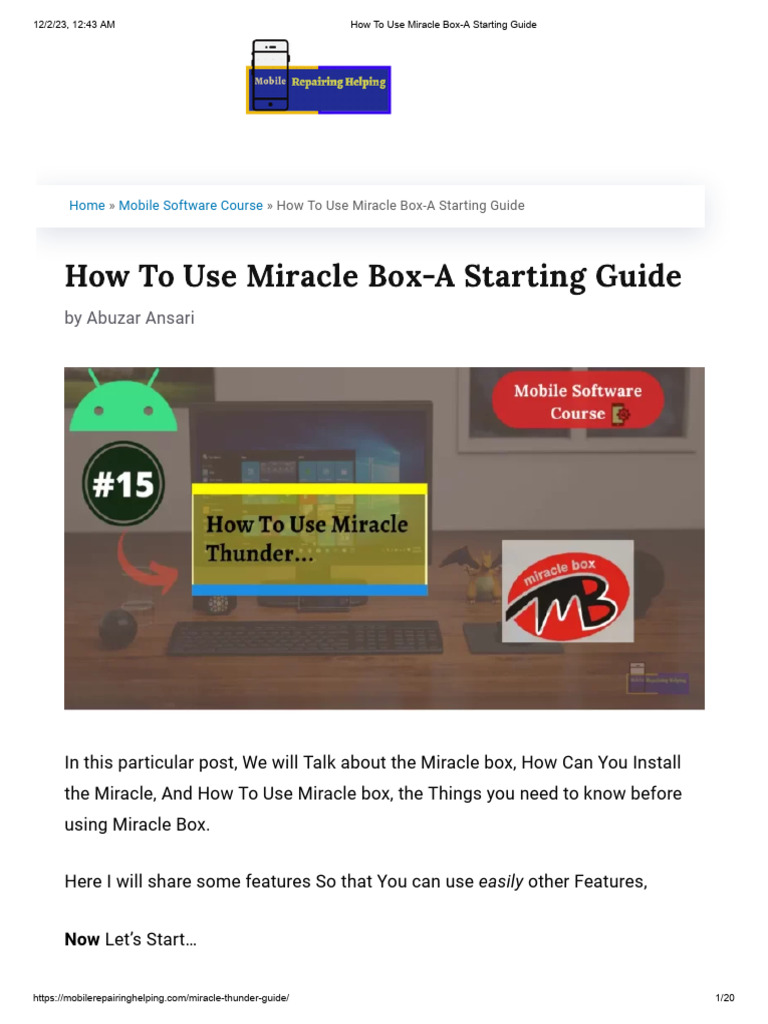How To Use Miracle Box-A Starting Guide | PDF