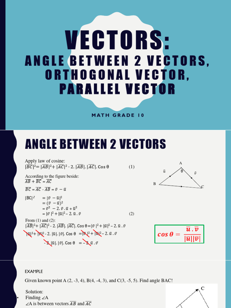 Vectors 4 - Angle | PDF | Euclidean Vector | Mathematical Analysis