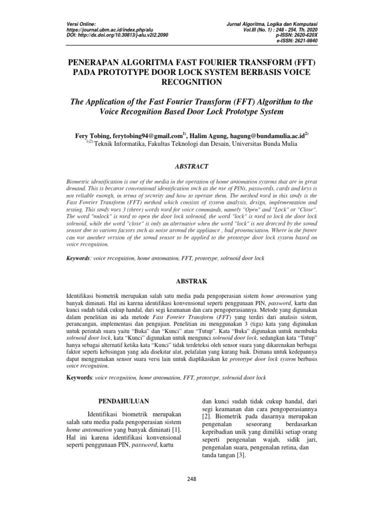 FFT untuk Sistem Kunci Pintu Suara | PDF