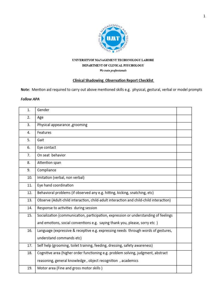 Shadowing Report | PDF