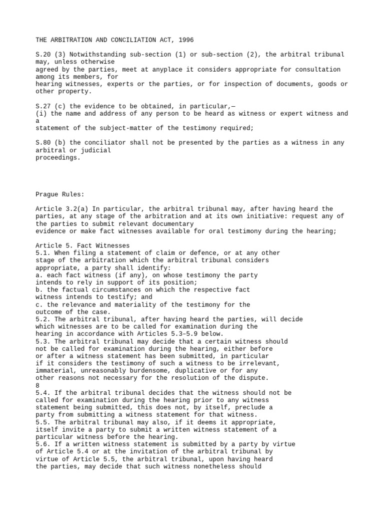Witness Testimony | PDF | Witness | Arbitral Tribunal