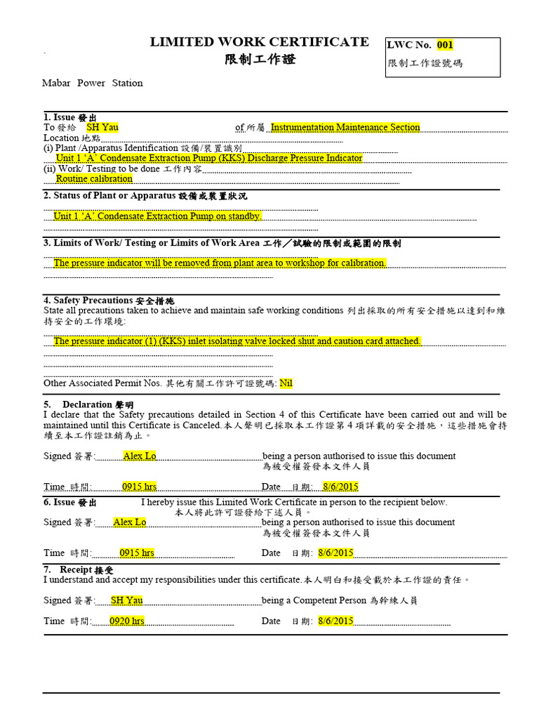 MB LOA Sample For LQ | PDF | Pump | Manufactured Goods
