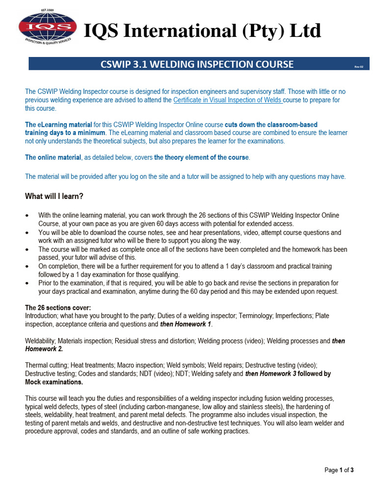3.1 Welding Inspection Course Rev 02 | PDF | Educational Technology ...