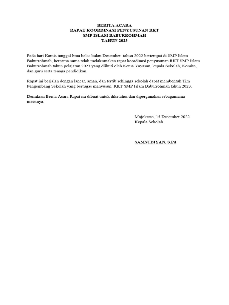 Berita Acara RKT Dan SK | PDF