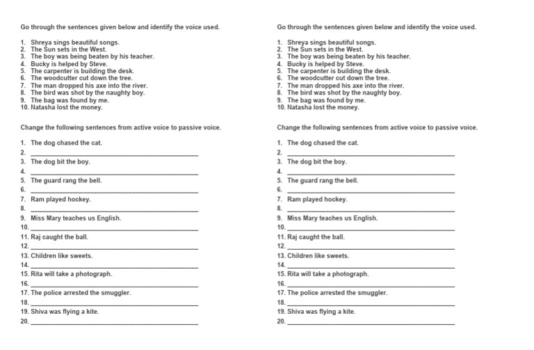 Active and Passive Voice Worksheet | PDF