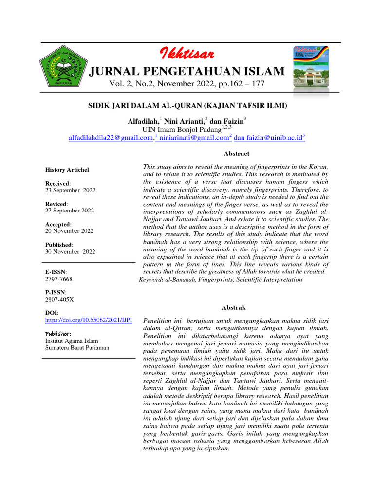 Sidik Jari Dalam Al-Quran Kajian Tafsir Ilmi | PDF