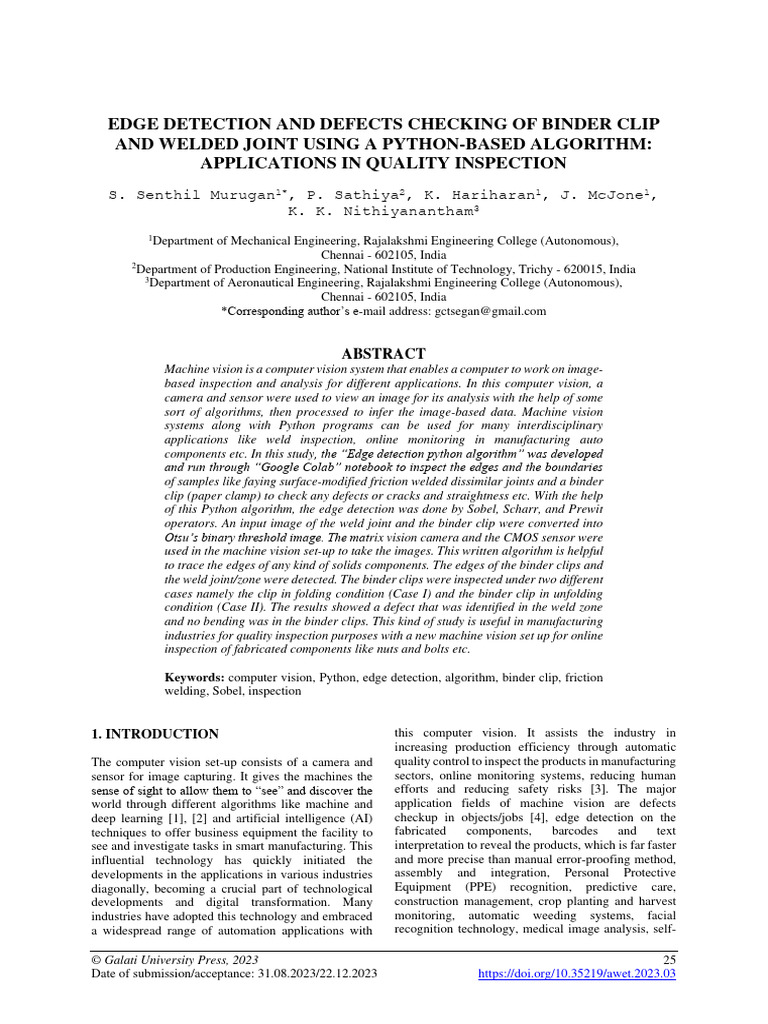 Friction Welding-Edge Detection Using Python. | PDF | Computer Vision | Welding