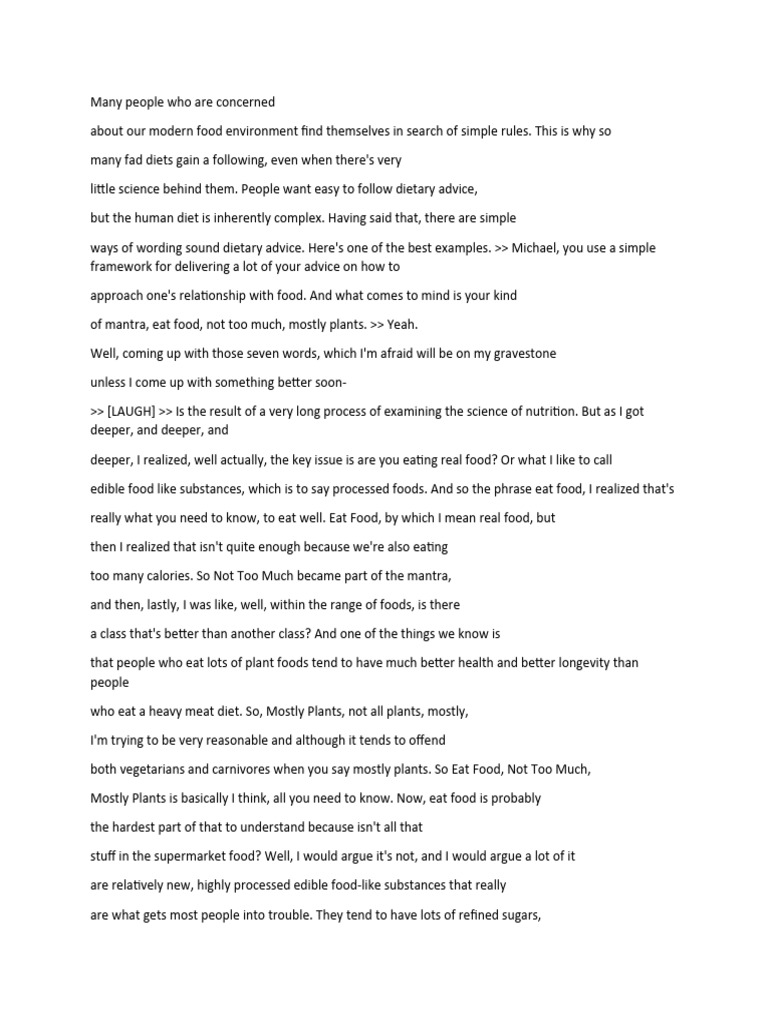 Eta Food. Not Too Much. Mostly Plants | PDF | Diet (Nutrition) | Diet ...