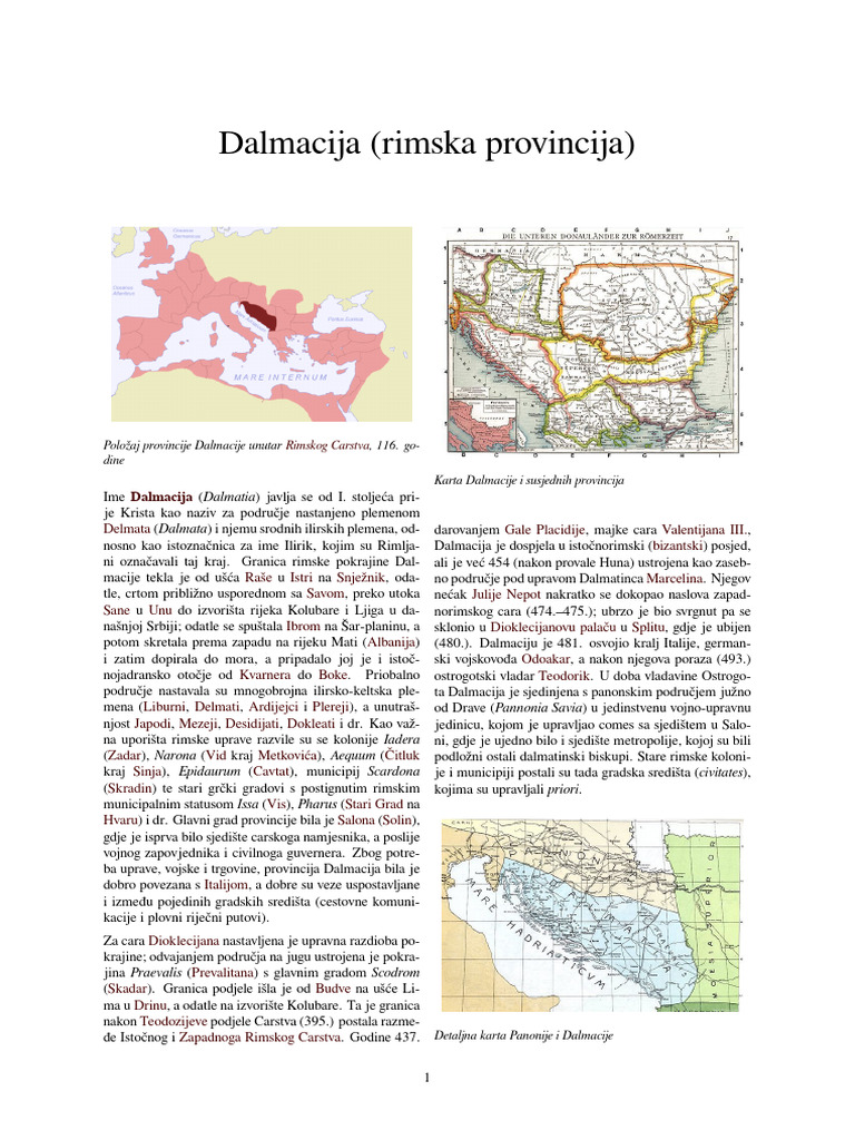 Dalmacija (Rimska Provincija) | PDF