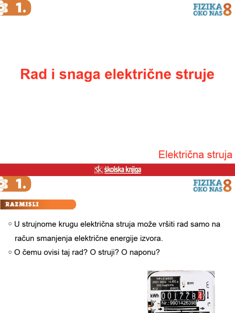 SK 12. Rad I Snaga Elektricne Struje | PDF