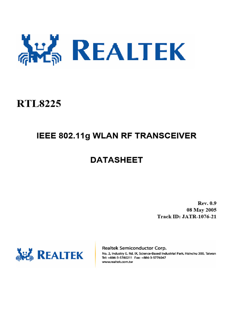 RTL8225 Realtek | PDF | Ieee 802.11 | Logic Gate