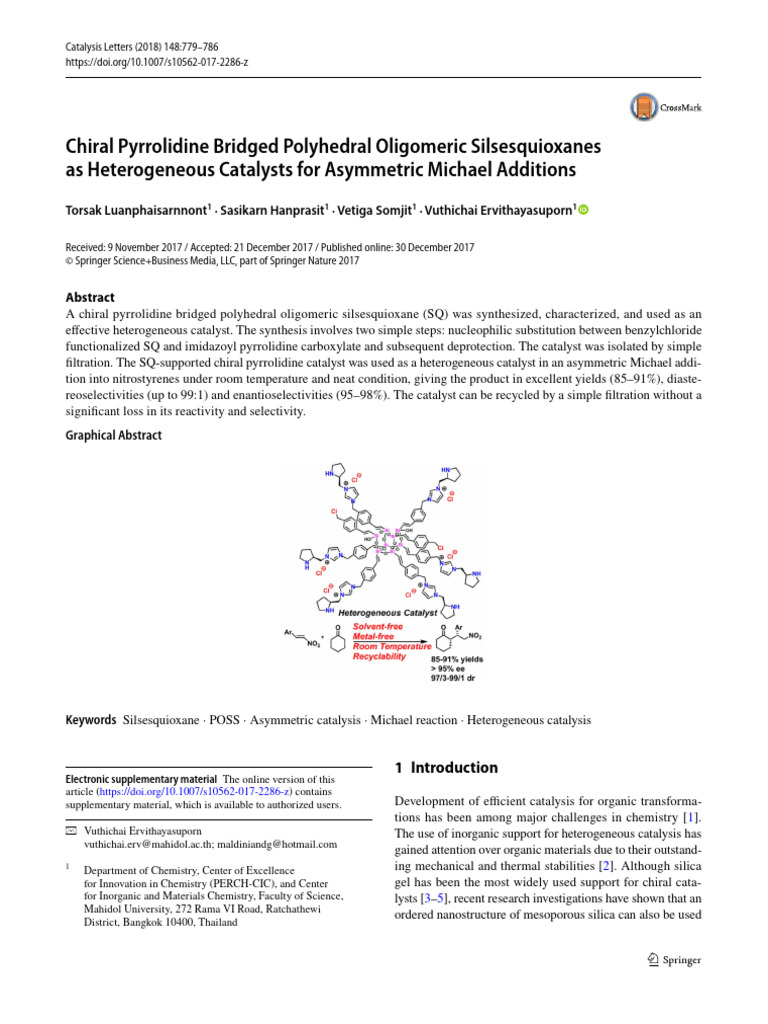Chiral Pyrrolidine Bridged Polyhedral Oligomeric Silsesquioxanes As ...