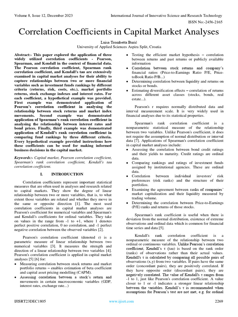 Correlation Coefficients in Capital Market Analyses | PDF | Spearman's ... Correlation Coefficients in Capital Market Analyses | PDF | Spearman's ...