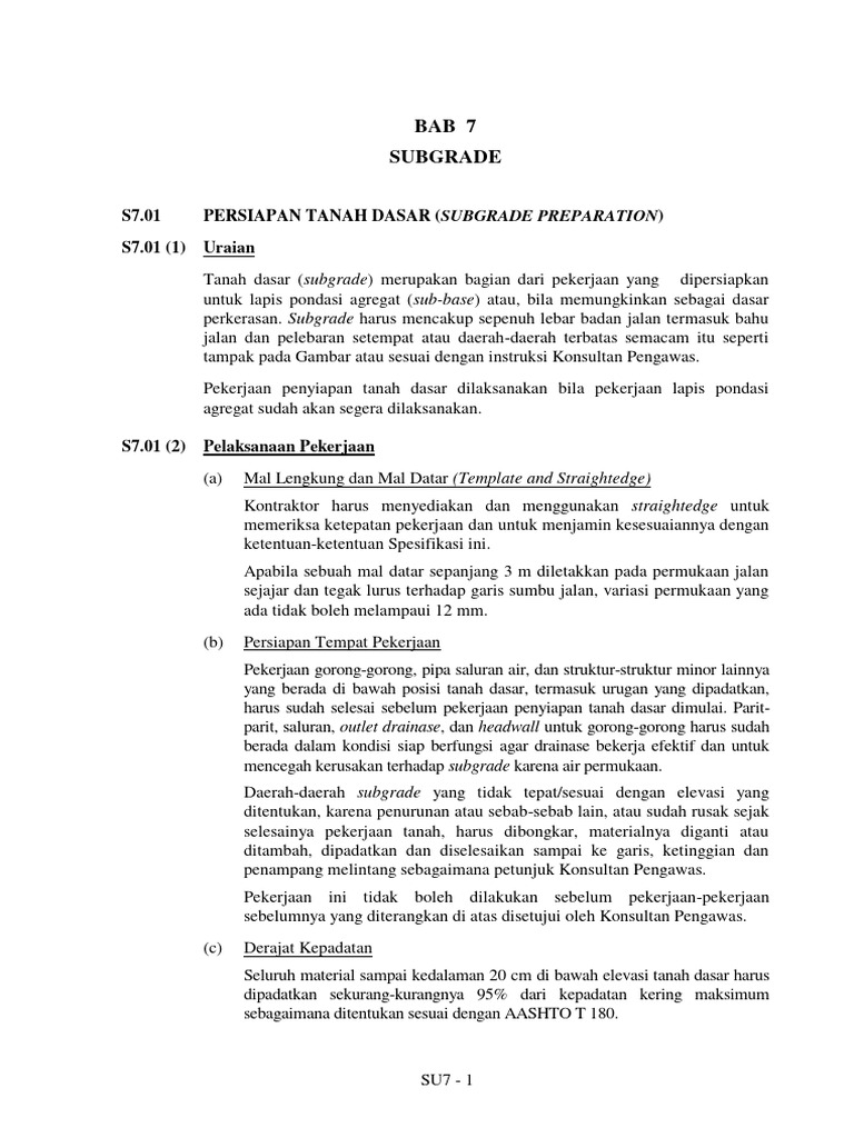 Spek Teknis JBH - JT - E.2017 - Div.7 | PDF