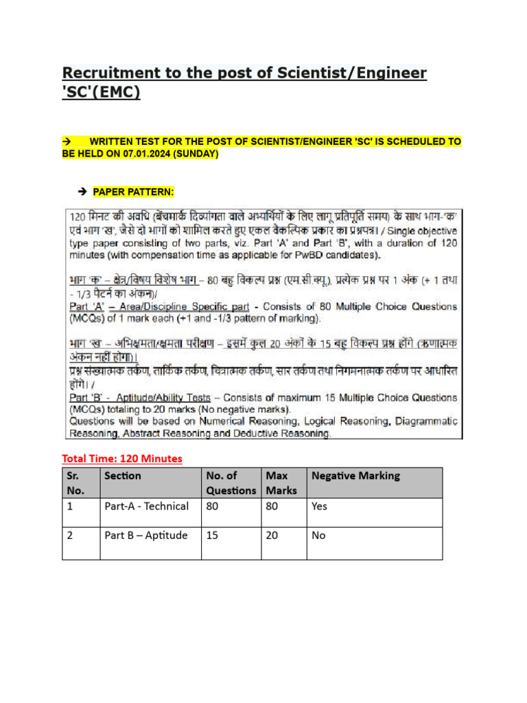 ISRO Scientist/Engineer Exam Details | PDF