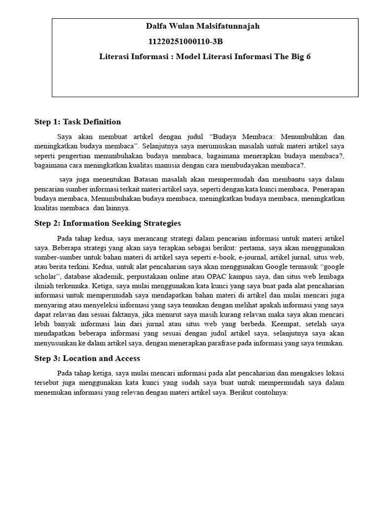 Dalfa Wulan - 11220251000110 - Model The Big 6 | PDF | Karier & Perkembangan | Ilmu Sosial