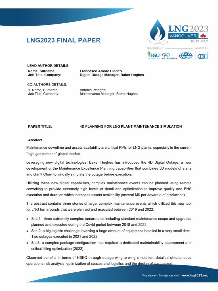 4D Planning For LNG Plant Maintenance Simulation | PDF | Simulation ...