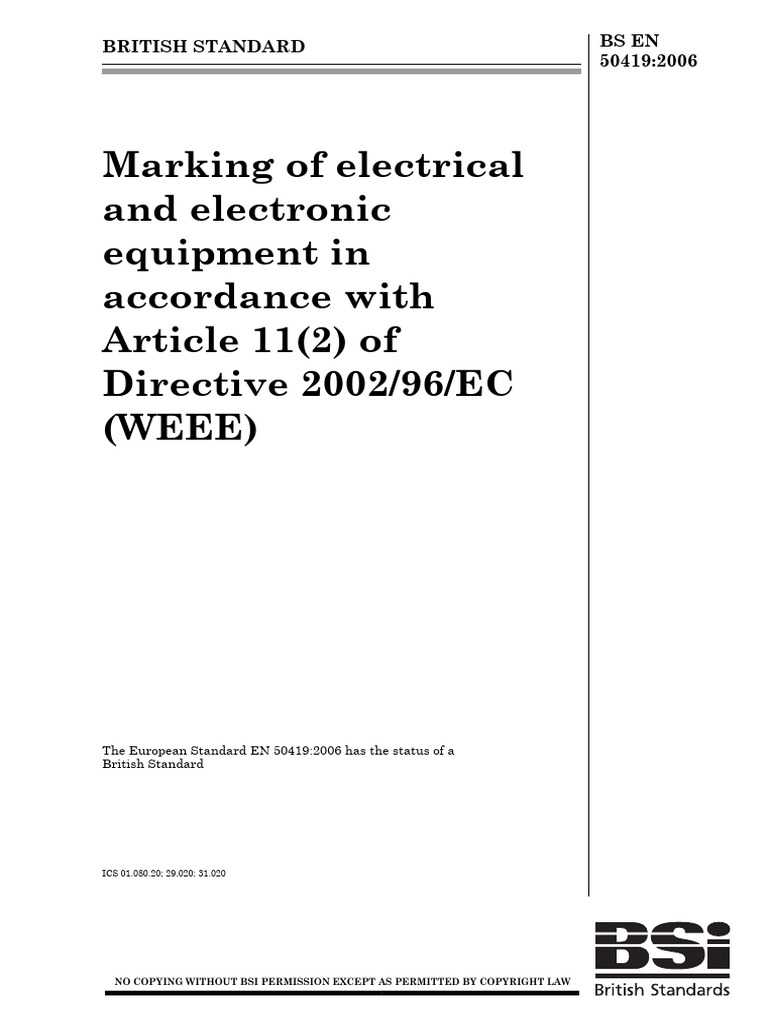 EN 50419 -WEEE指令 | Download Free PDF | Copyright | Regulation