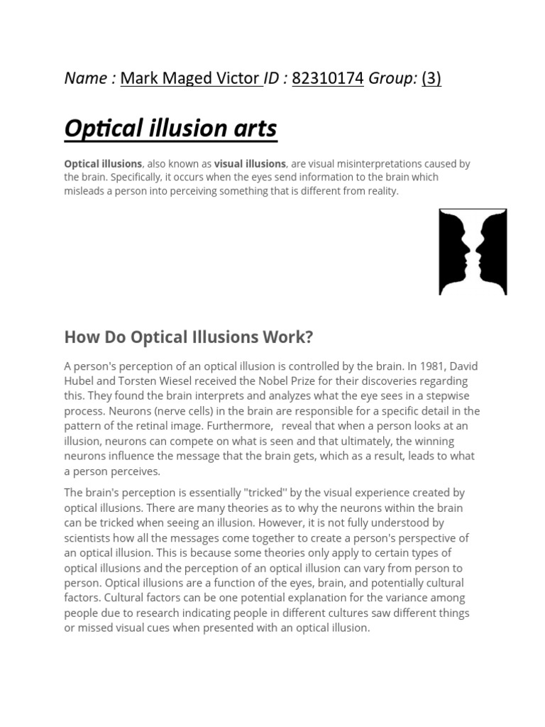 Optical Illusion Arts | PDF | Illusion | Perception