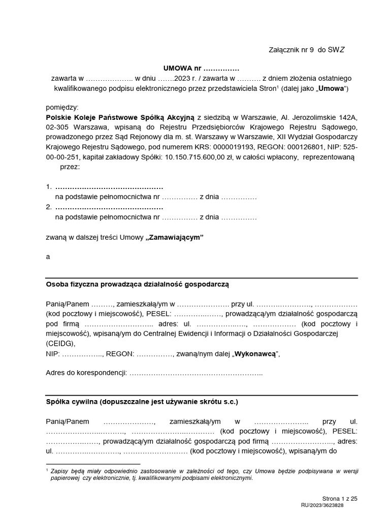 Załącznik NR 9 Do SWZ - Wzór Umowy | PDF