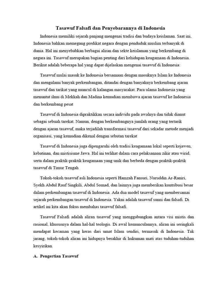 Tasawuf Falsafi Dan Perkembangannya Di Indonesia Tugas Tasawuf