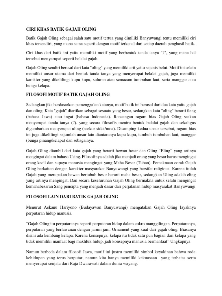 Batik Gajah Oling | PDF | Agama & Spiritualitas