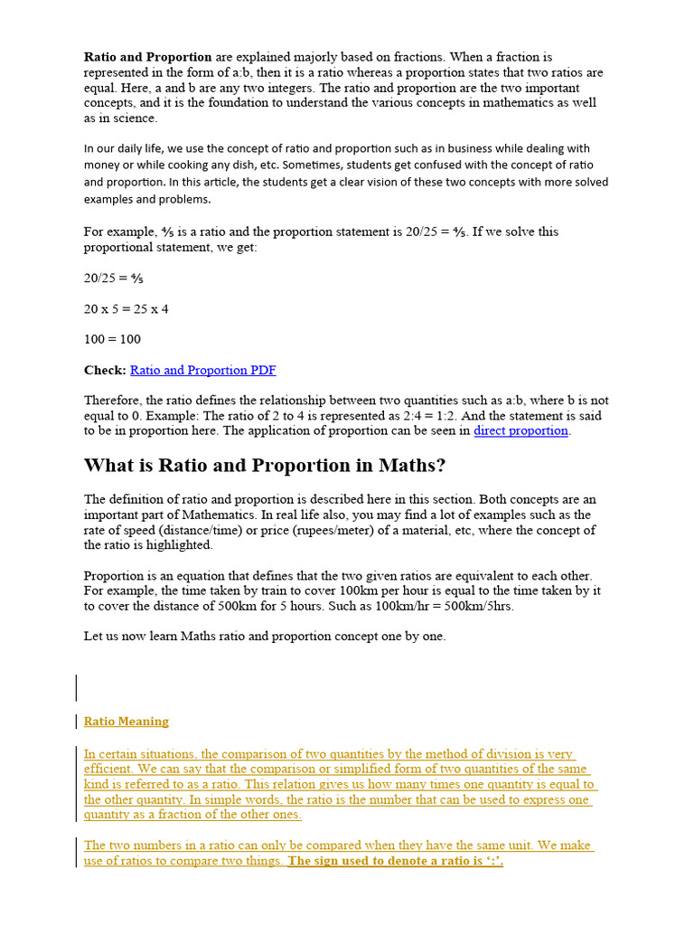 Understanding Ratio and Proportion | PDF | Ratio | Numbers
