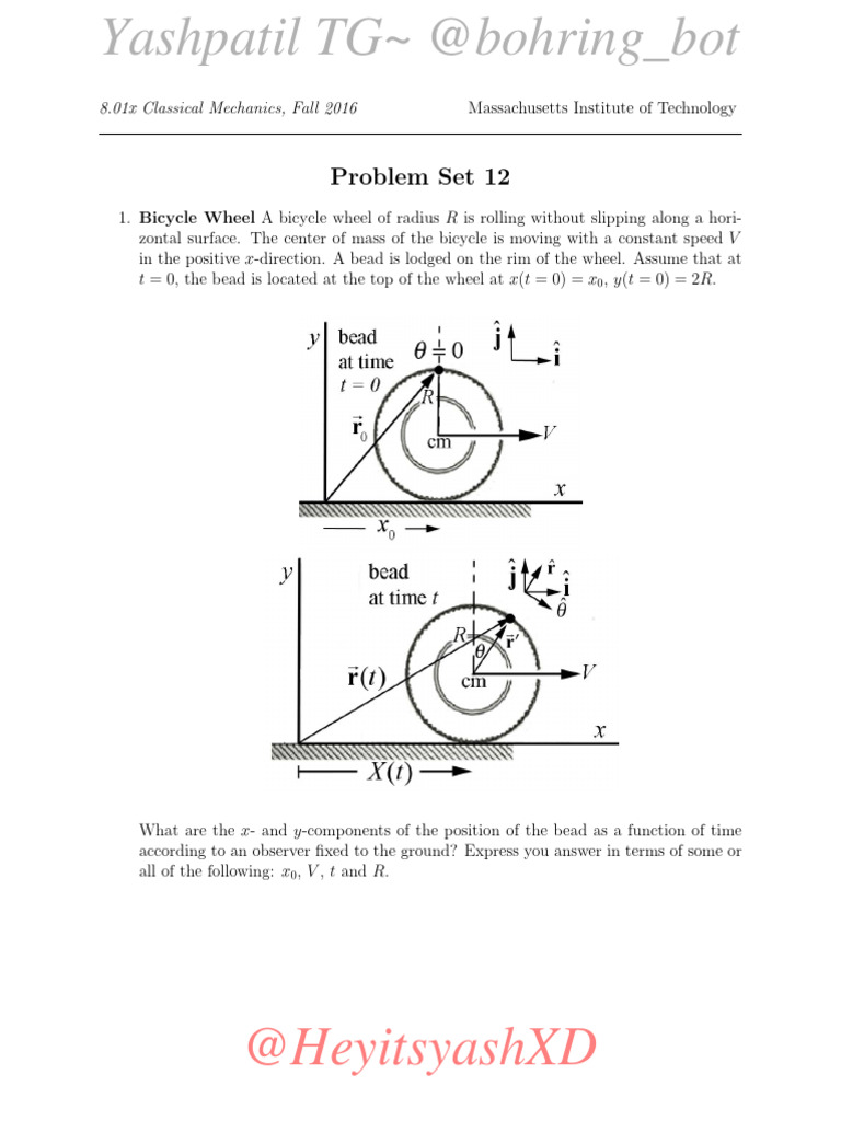 Mit Ocw Mechanics Problems For Jee Advanced | PDF | Rotation Around A Fixed Axis | Force