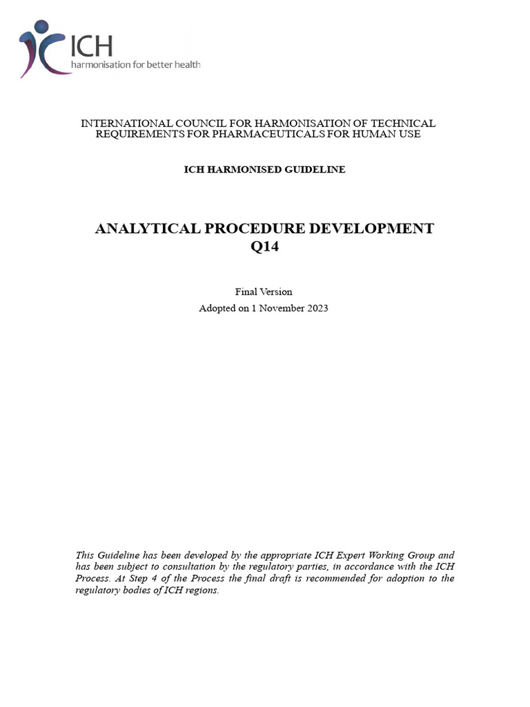 ICH_Q14_Guideline_2023_1116 | PDF | Life Cycle Assessment | Sampling ...