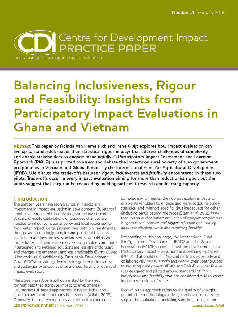 Balancing Inclusiveness Rigour and Feasi | PDF | Evaluation | Sampling ...