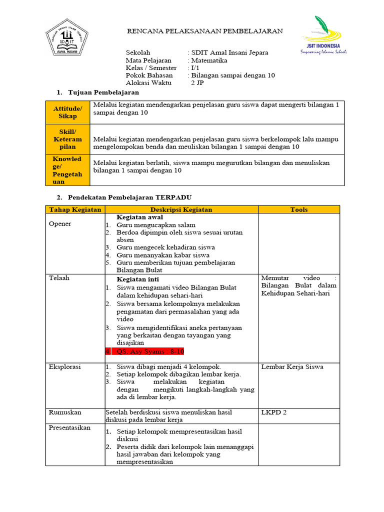 RPP MTK & SBDP | PDF