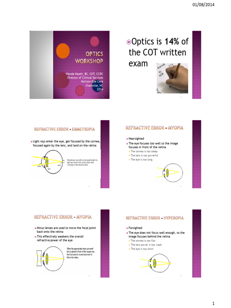 ??optics - Workshop2014 (Basic Optometry) ?? | PDF | Electrodynamics | Vision