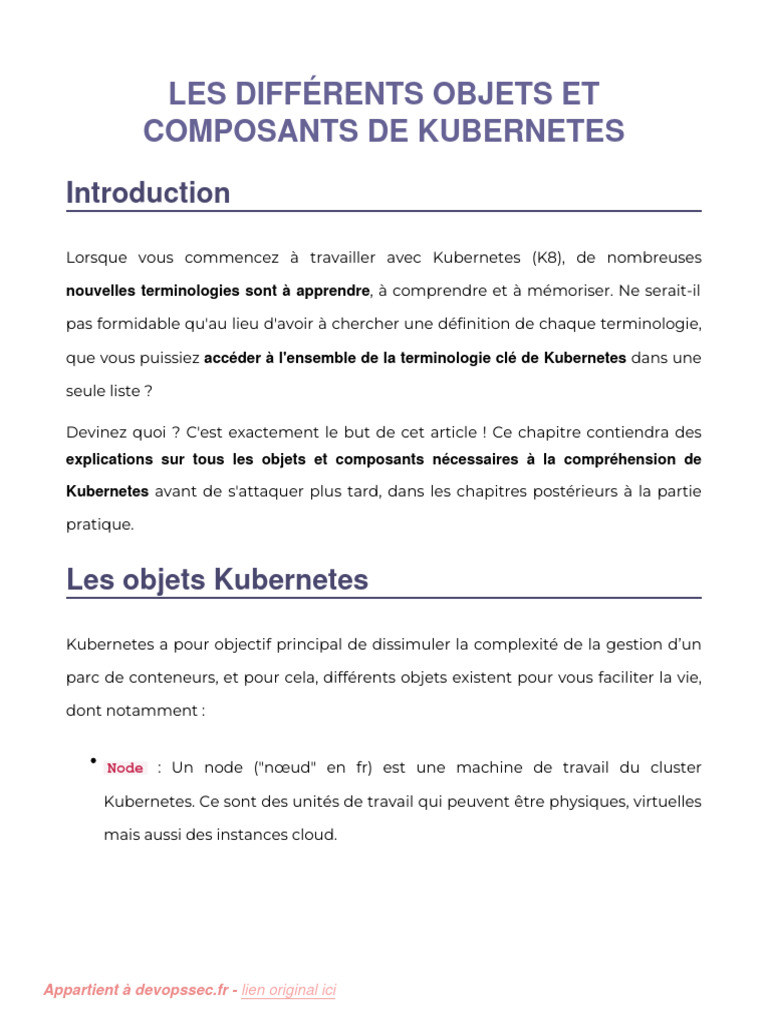 Objets et composants clés de Kubernetes | PDF | Logiciel système ...