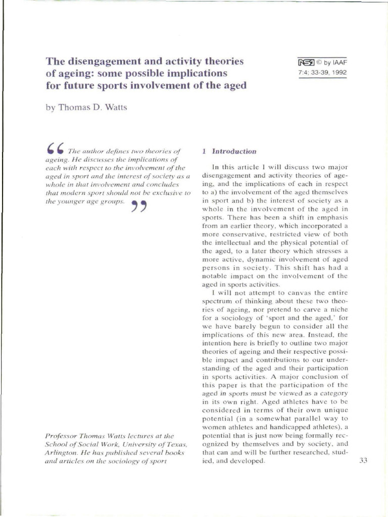 The Disengagement and Activity Theories of Ag | PDF | Ageing ... The Disengagement and Activity Theories of Ag | PDF | Ageing ...