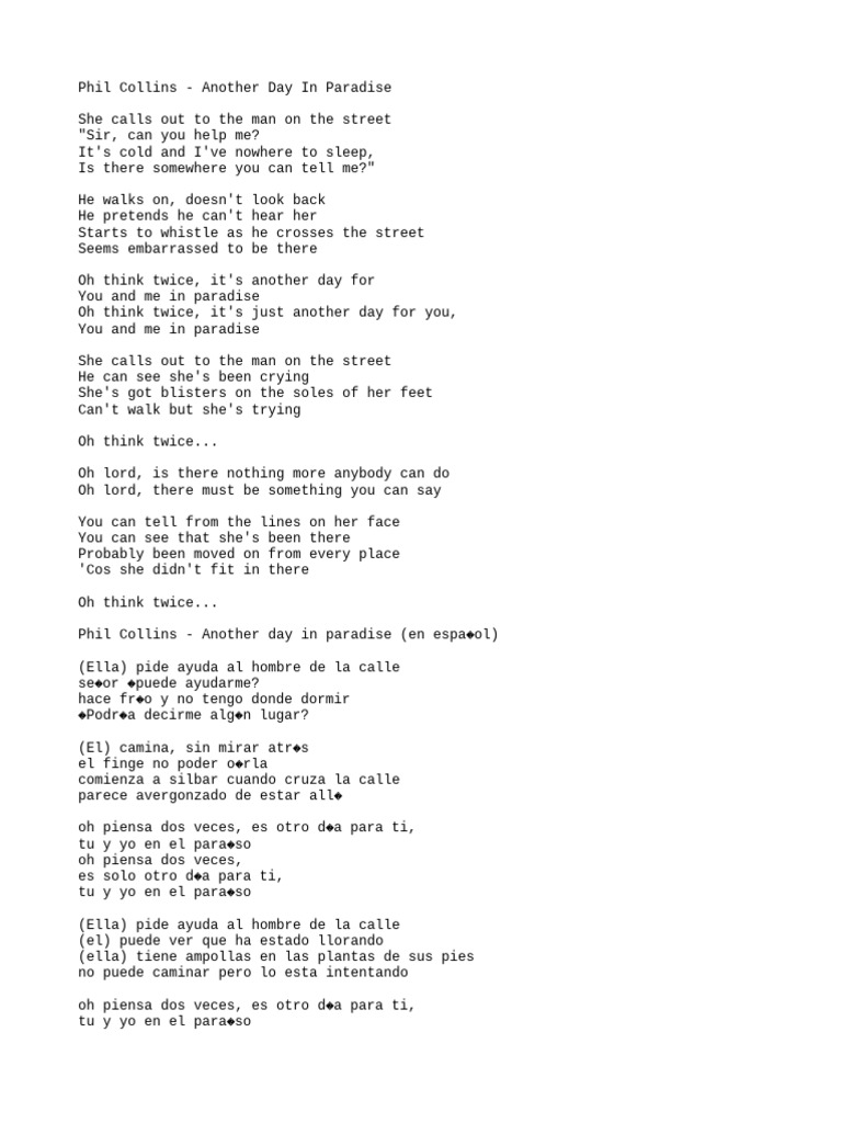 Another Day in Paradise Phil Collins | PDF